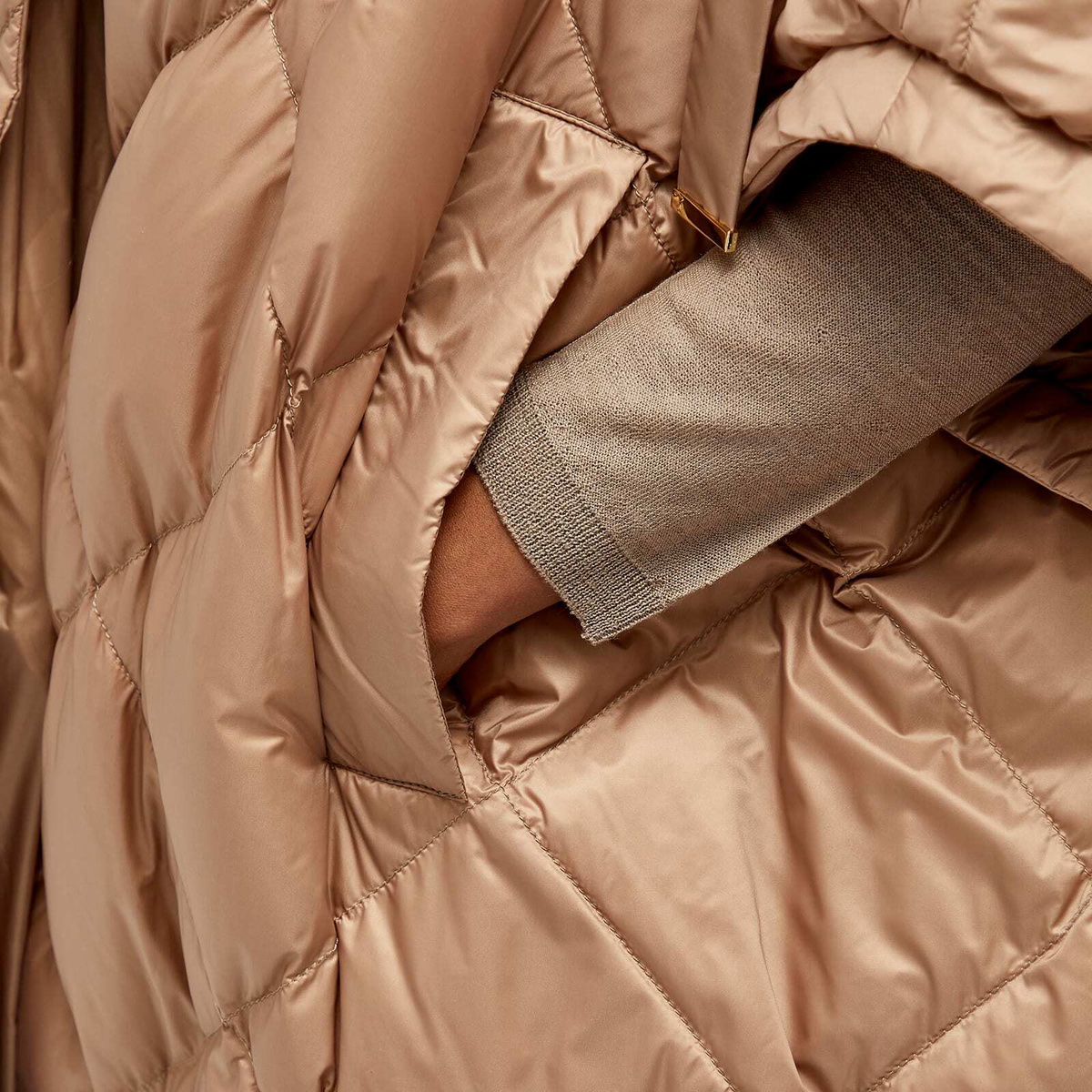 Max Mara Women's Treca Padded Poncho Coat in Camel Max Mara