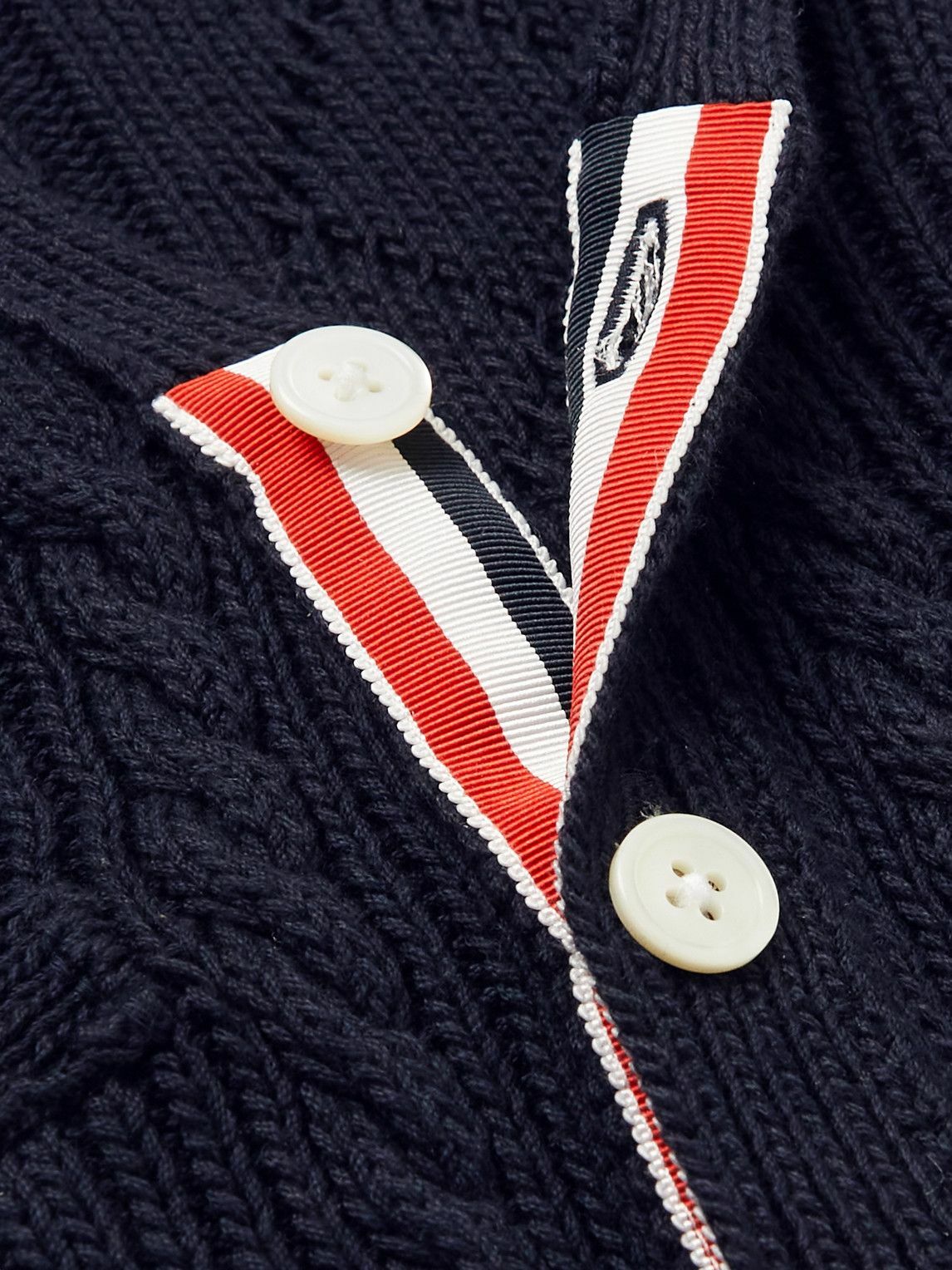 Thom Browne Kids - Striped Cable-Knit Cotton Cardigan - Blue