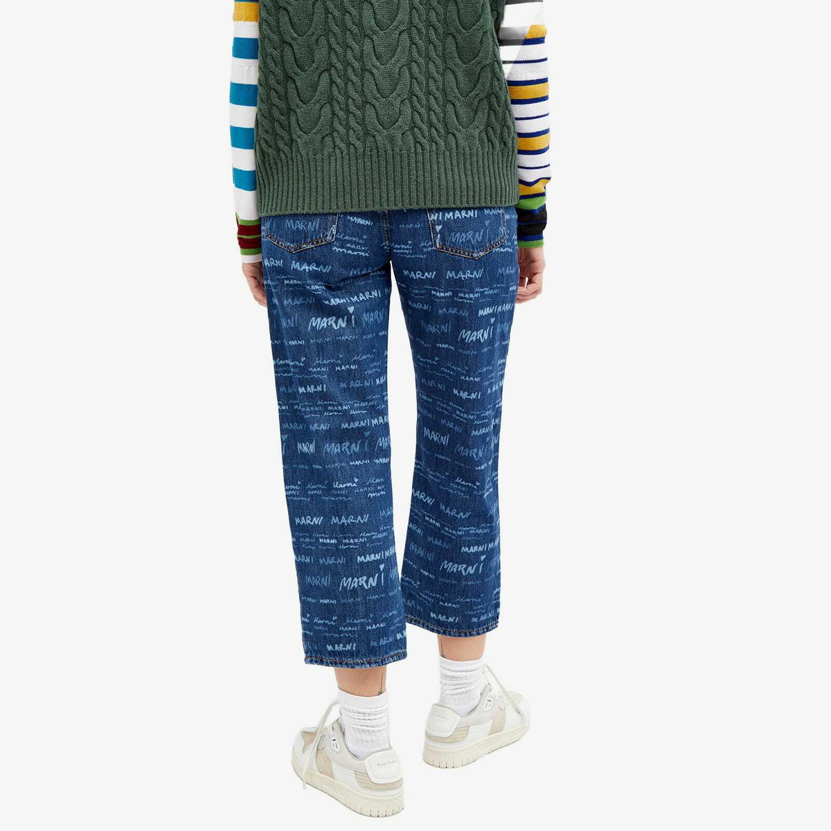 Marni Women's Logo Denim Jeans in Iris Blue Marni