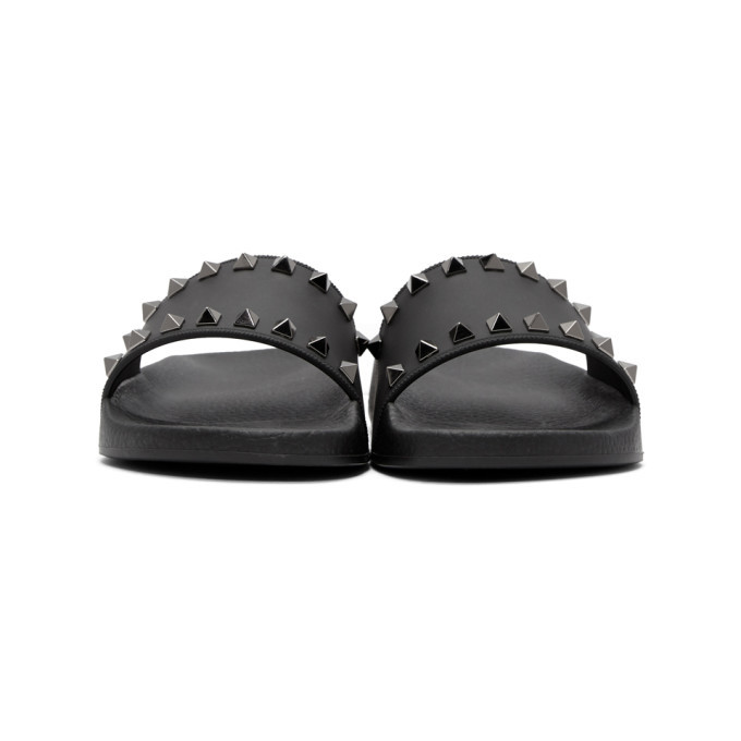 Valentino Black Valentino Garavani Rockstud Pool Slides Valentino Garavani