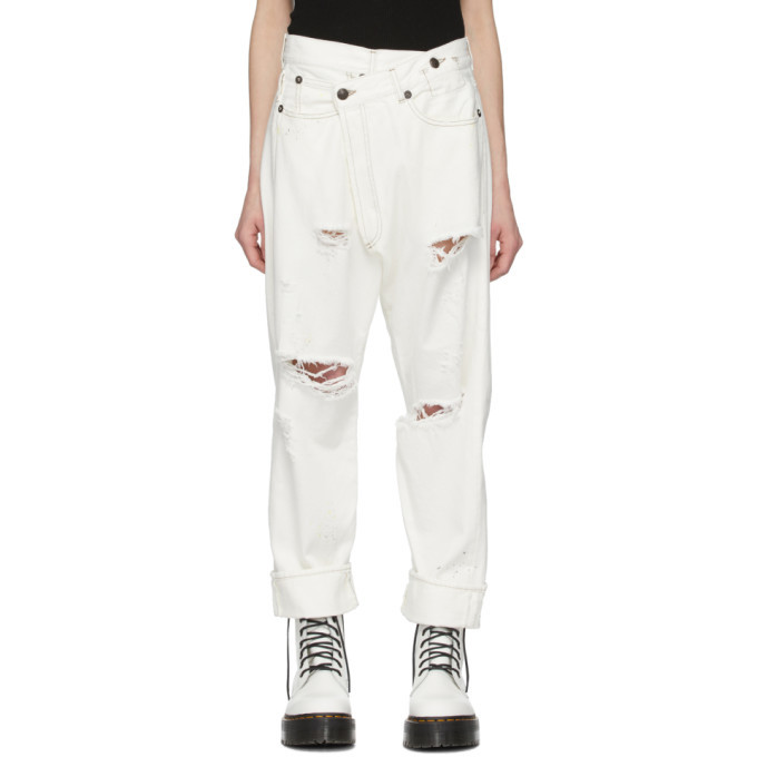 R13 White Cross-Over Jeans R13