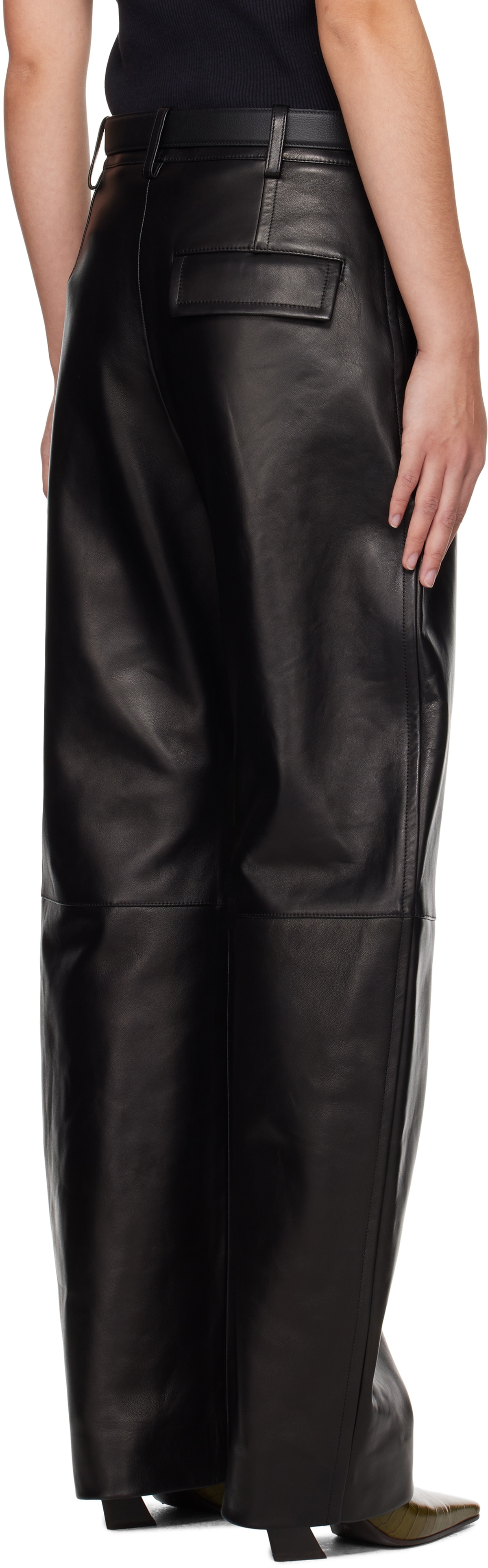 Bottega Veneta Black Rounded Leg Leather Pants Bottega Veneta