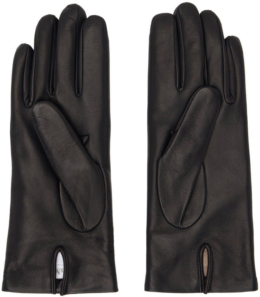 Max Mara Black Nappa Leather Gloves Max Mara