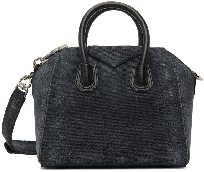 Givenchy Black Mini Antigona Denim Top Handle Bag Givenchy