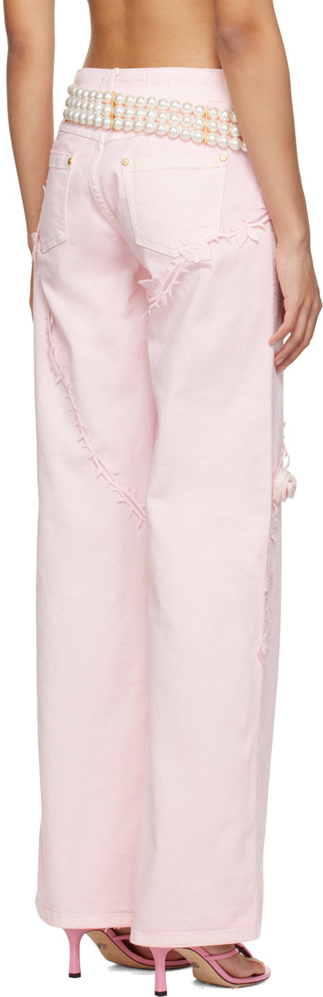 Blumarine Pink Oversized Thorn Jeans Blumarine