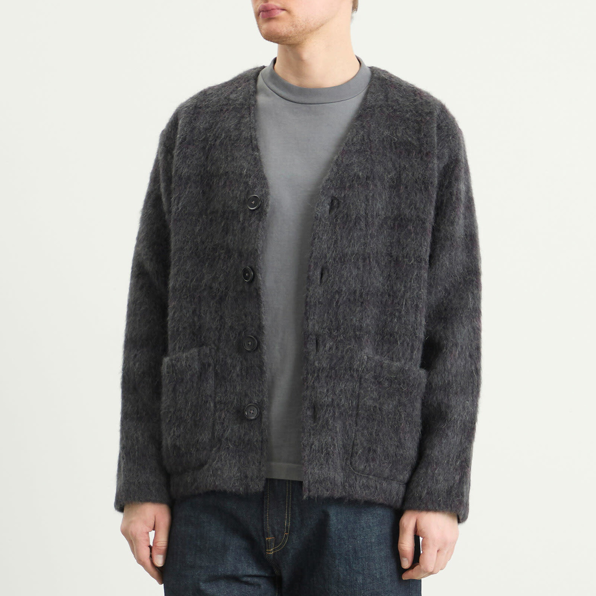 Our Legacy Men's Hairy Wool Cardigan in Plum Our Legacy