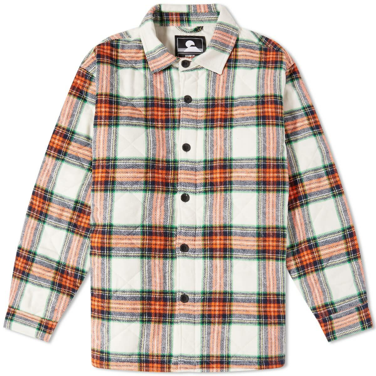 Edwin Men's Sven Lined Overshirt in White/Red Check Edwin