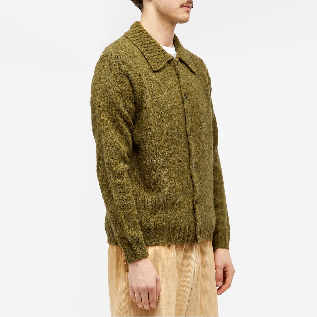 Acne Studios Men's Kabriel AS Shetland Cardigan in Dark Olive Acne Studios