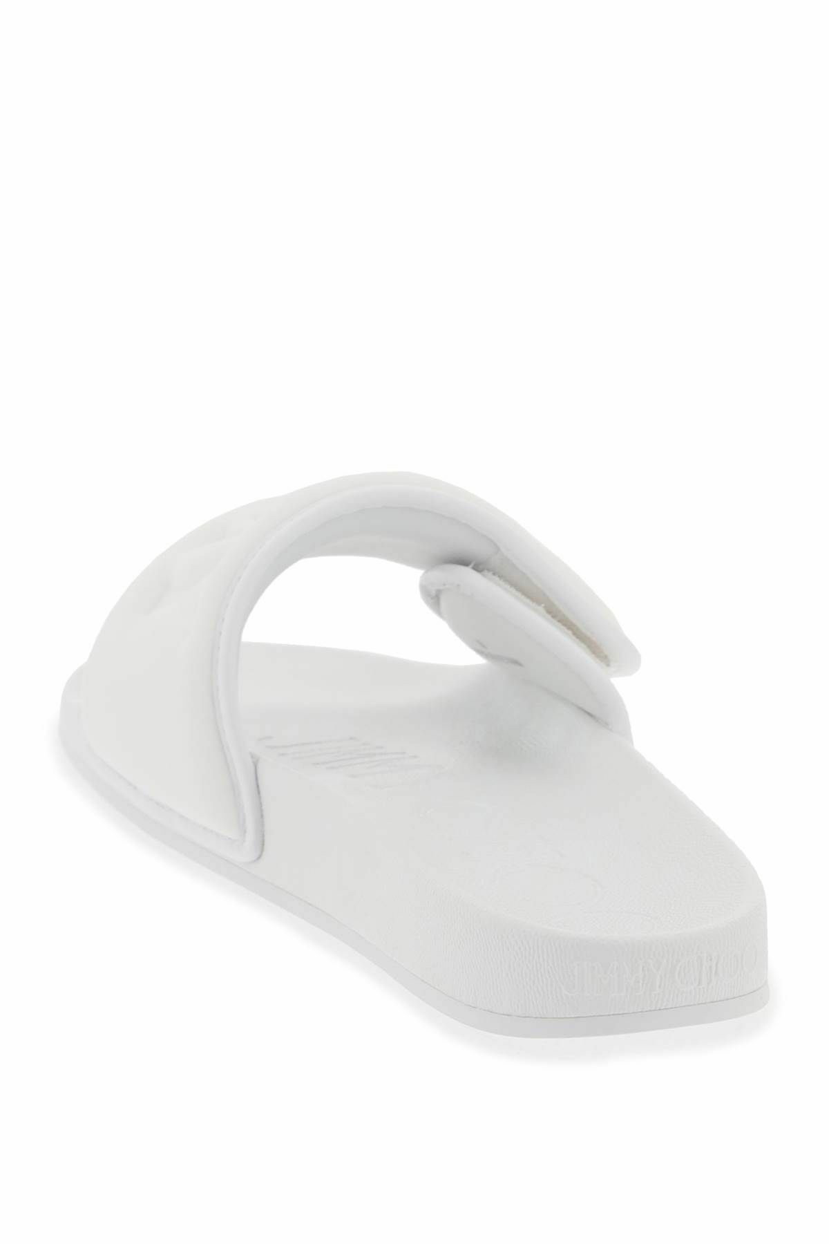 JIMMY CHOO fitz slides with lycra logoed bang White Jimmy Choo