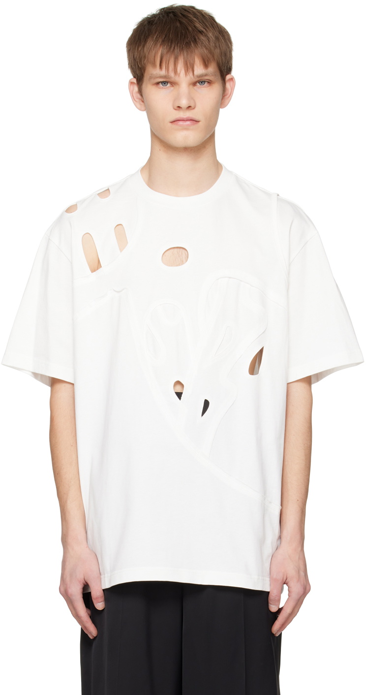 Feng Chen Wang White Cutout T-Shirt Feng Chen Wang