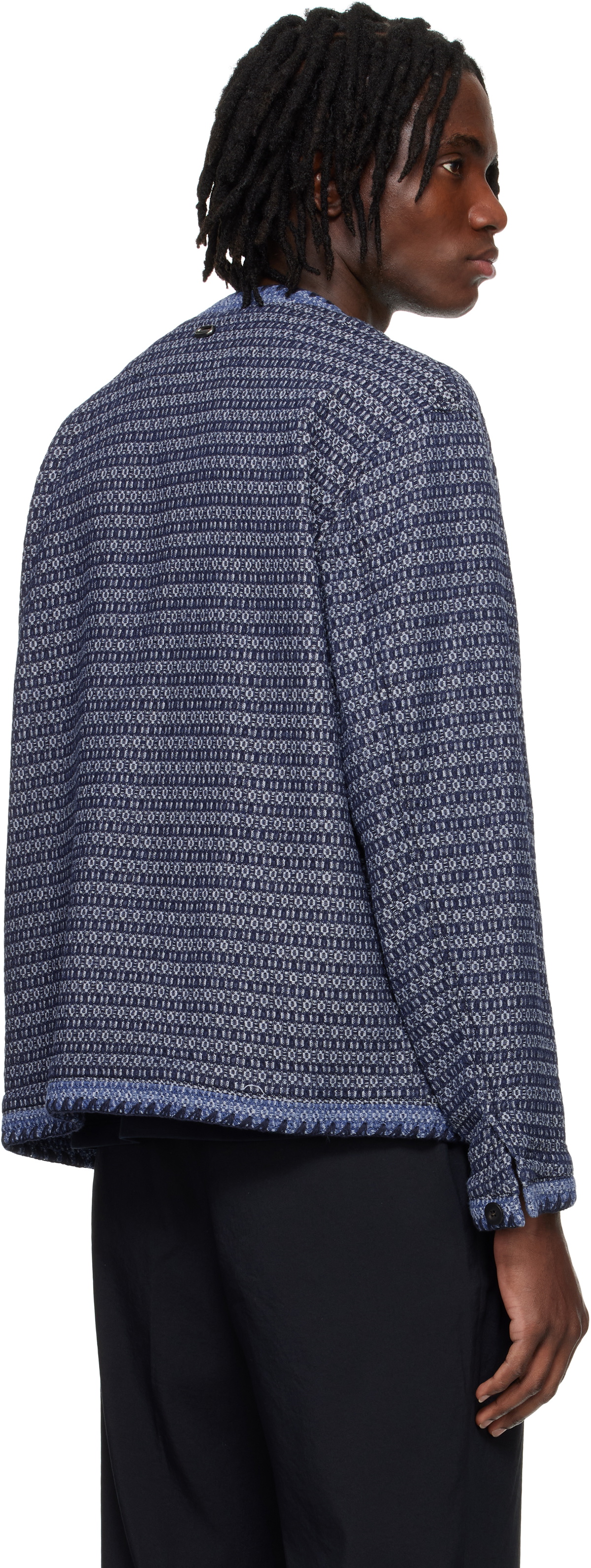 Solid Homme Navy Aztec Round Neck Jacket Solid Homme