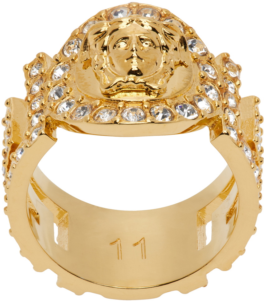 Versace Gold Crystal 'La Medusa' Ring Versace