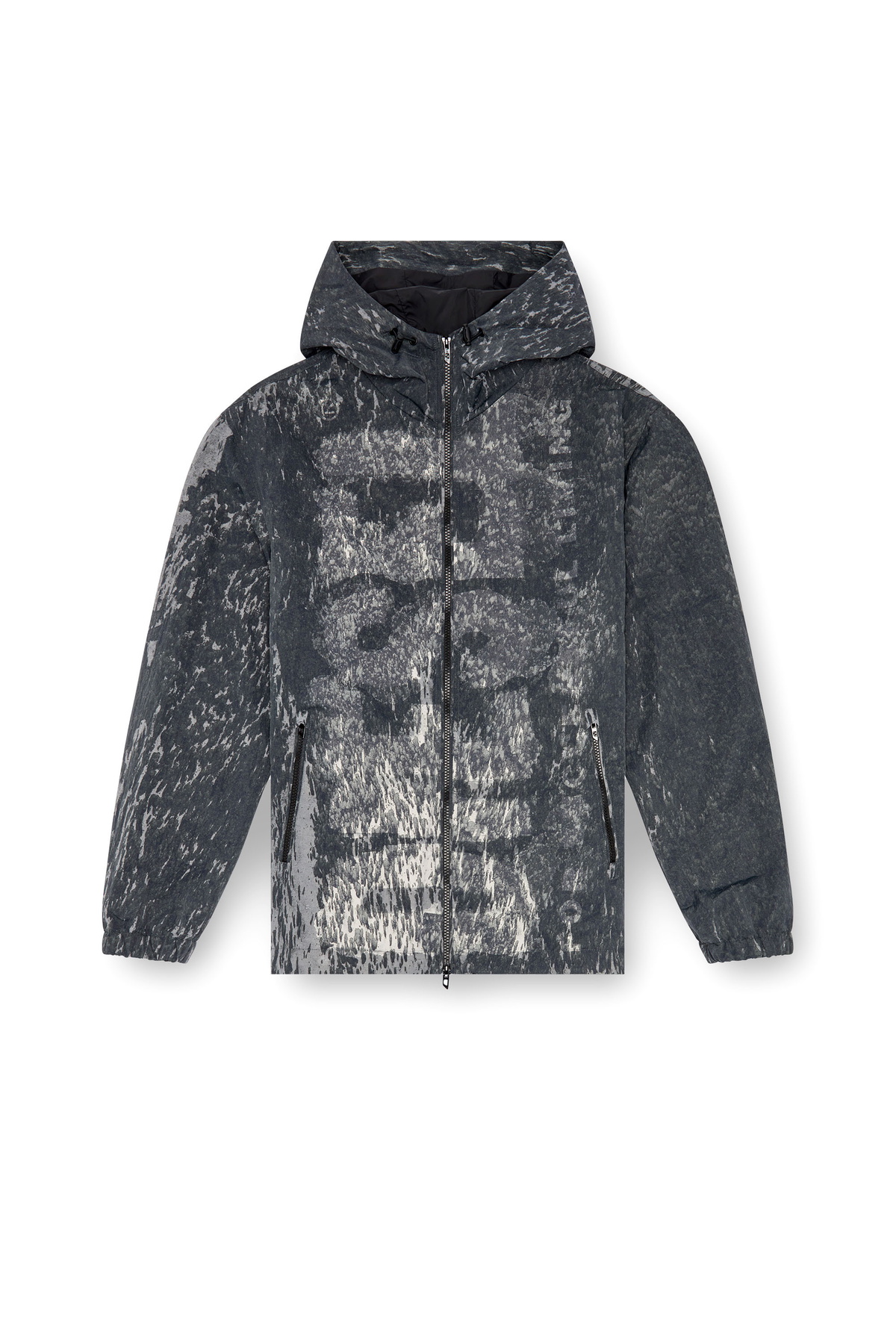 Diesel Hooded windbreaker with Rain Camo print - Jackets Mens in Black ...