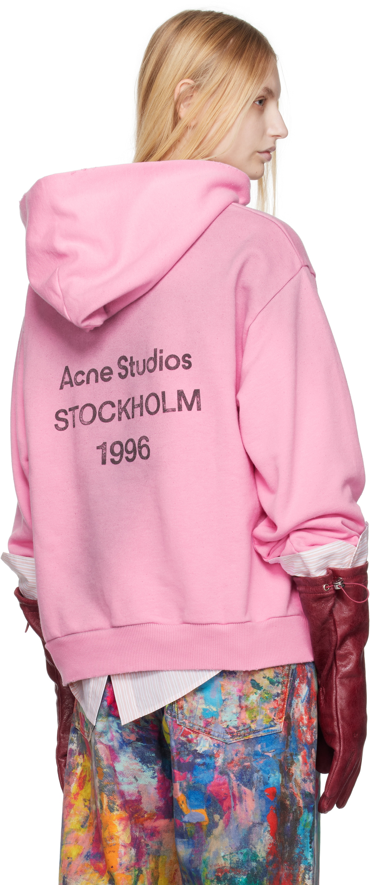 Acne Studios Pink Logo Hoodie Acne Studios