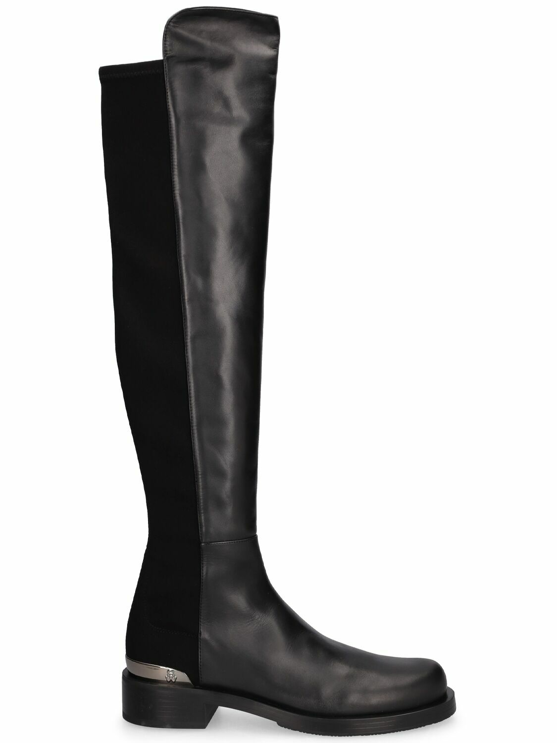 STUART WEITZMAN - 40mm 5050 Bold Logo Leather Boots Stuart Weitzman