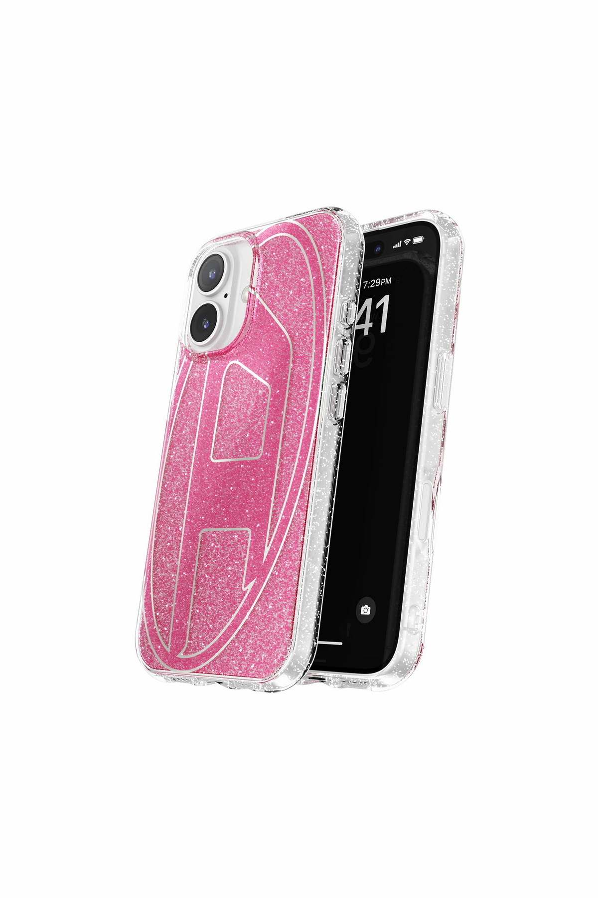 Diesel Oval D Glitter Case for i P 16 - Cases - Unisex - Pink Diesel