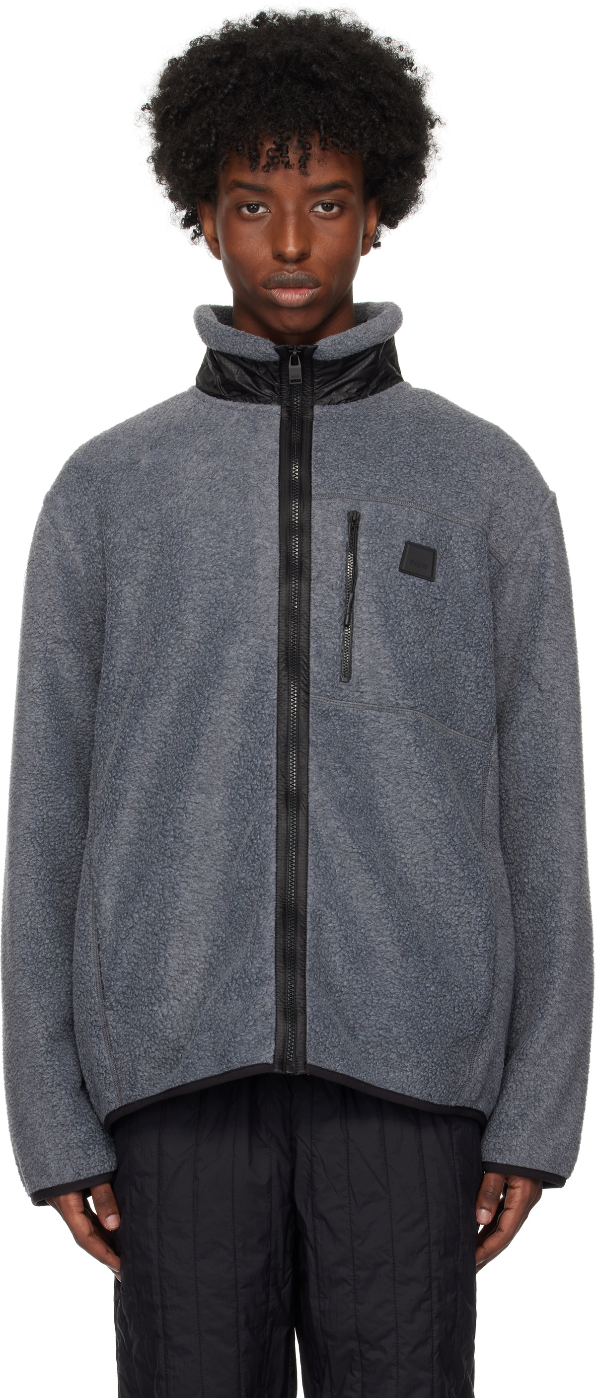 RAINS Gray Yermo Fleece Jacket Rains