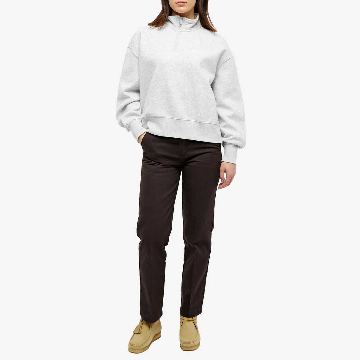 Dickies Women's Summerdale Quarter Zip Sweat in Light Gray Dickies ...