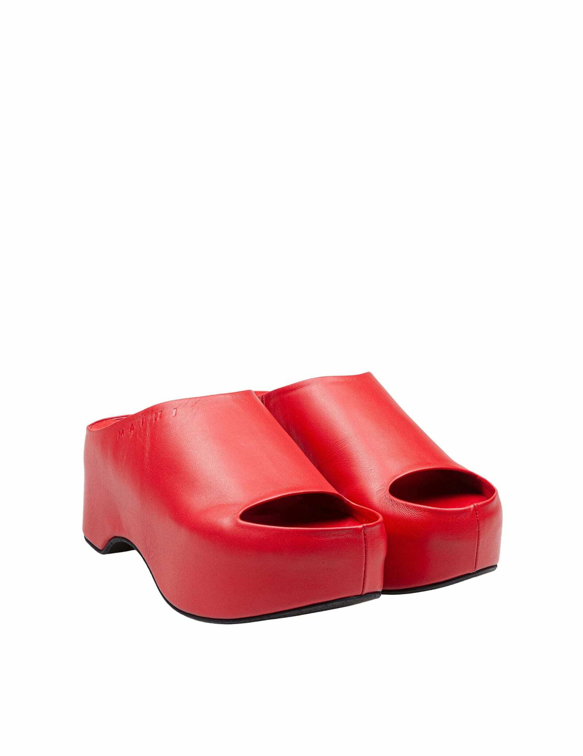 Marni Slide With Chunky Clog In Red Leather Marni