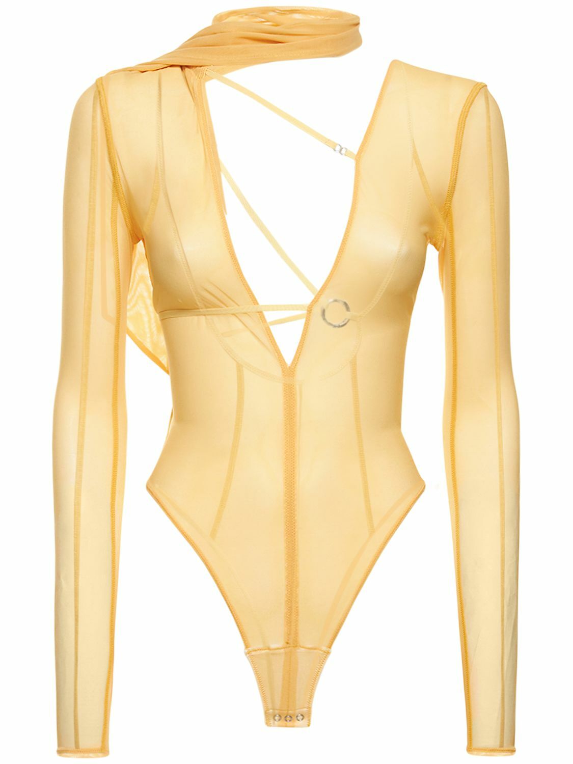 JACQUEMUS - Le Body Abanaba Sheer Printed Bodysuit Jacquemus
