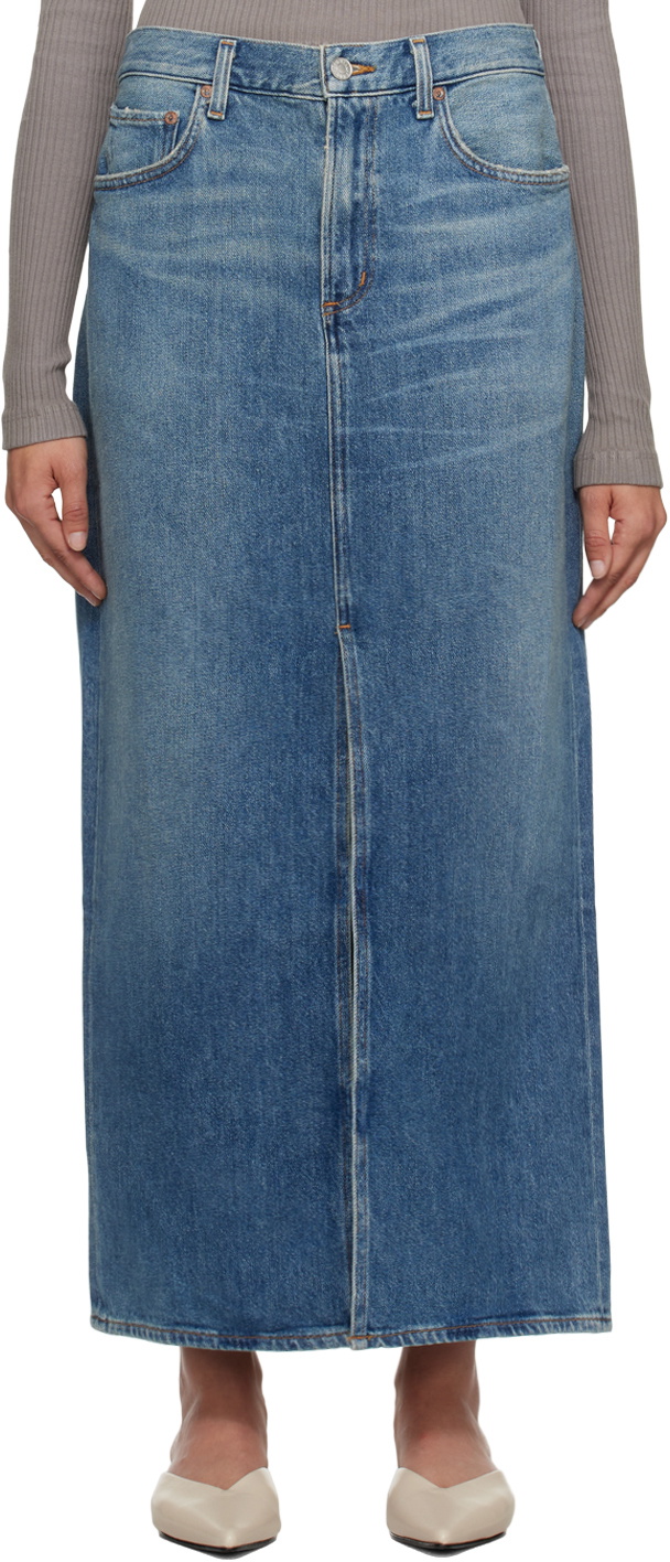 AGOLDE Blue Leif Denim Maxi Skirt AGOLDE
