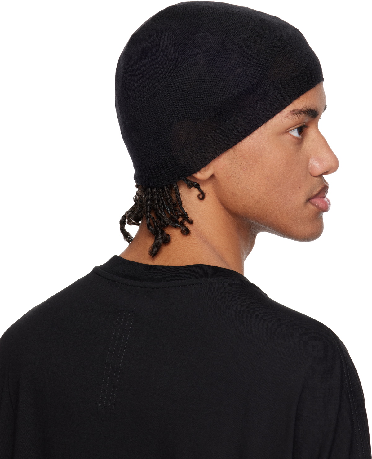 Rick Owens Black Temple Rasato Knit Beanie Rick Owens