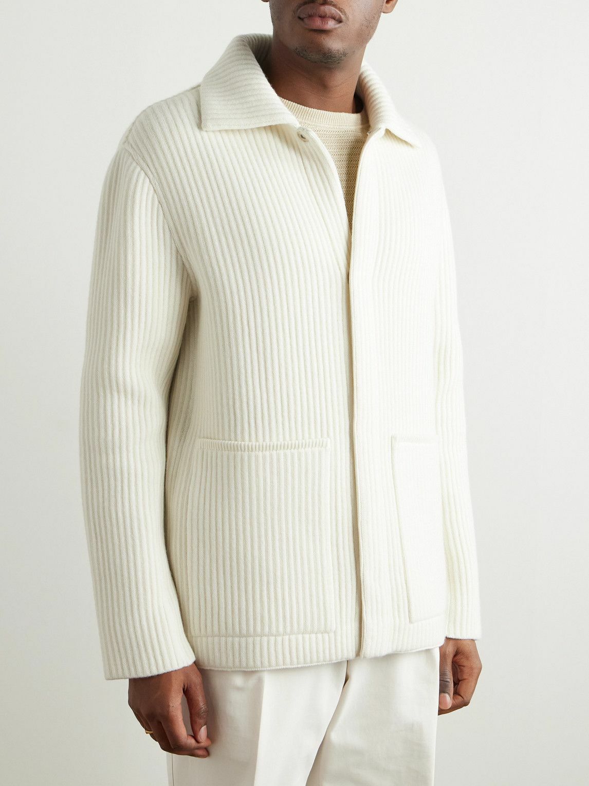 Zegna - Ribbed Wool and Cashmere-Blend Jacket - Neutrals Zegna
