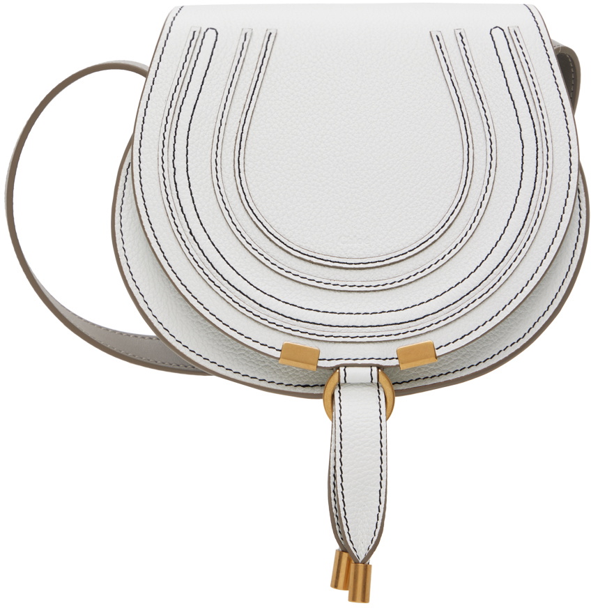 Chloé White Small Marcie Saddle Bag Chloe