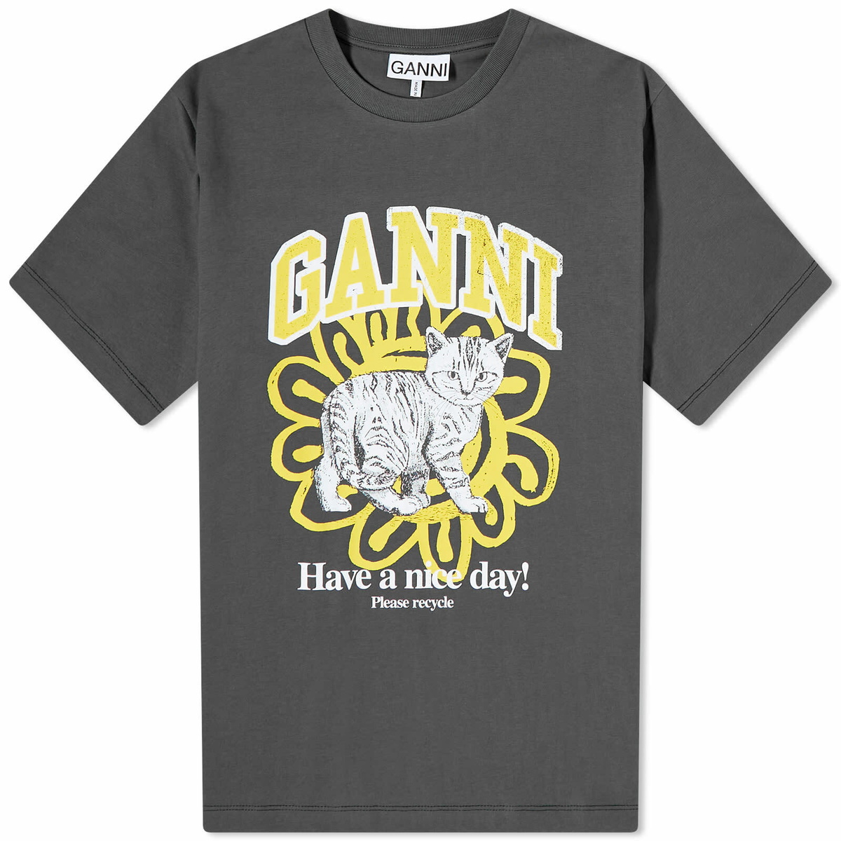 GANNI Women's Cat Relaxed T-Shirt in Volcanic Ash GANNI
