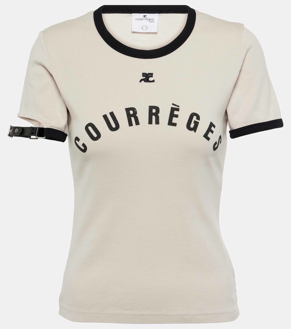 Courrèges Buckle logo cotton jersey T-shirt Courreges