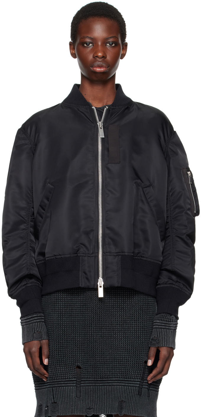sacai Black Nylon Bomber Jacket Sacai