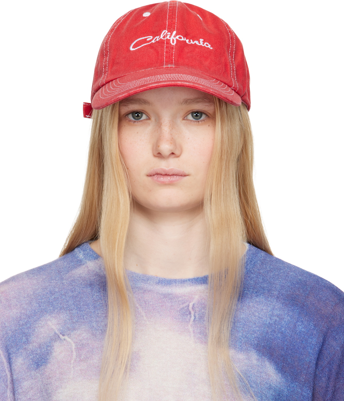 ERL Red 'California' Embroidered Cap ERL