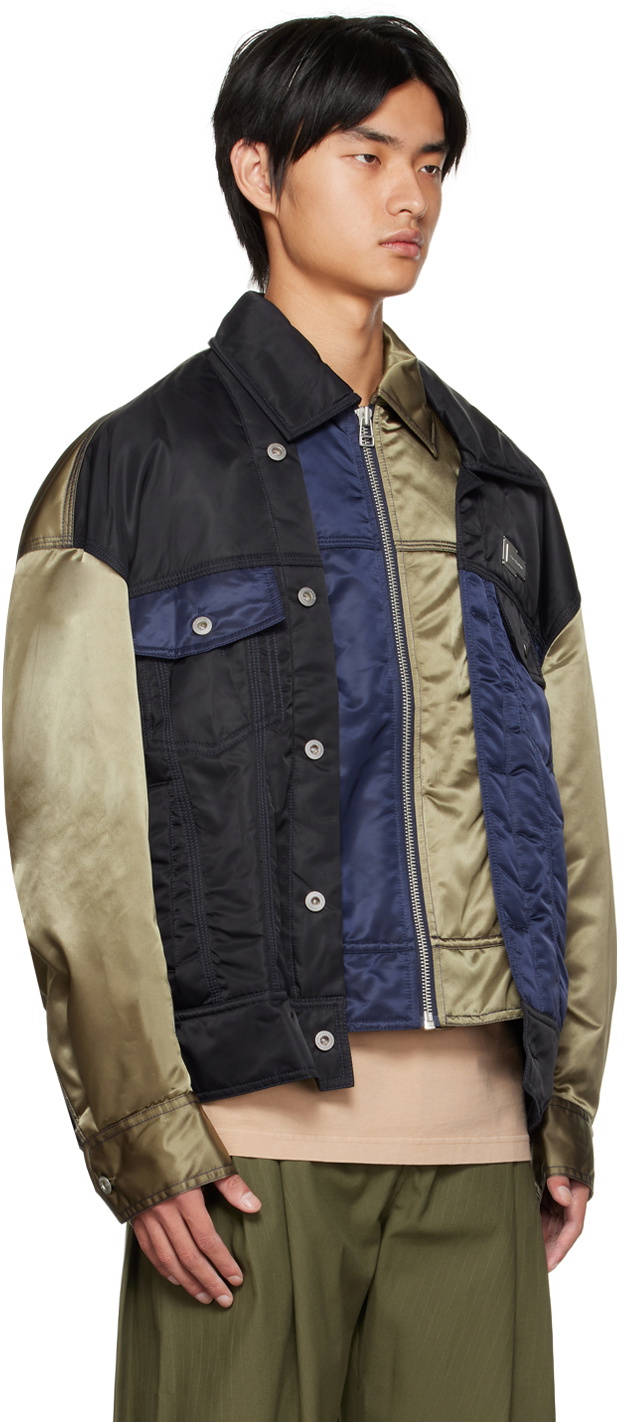 Feng Chen Wang Khaki Deconstructed Panel Jacket Feng Chen Wang