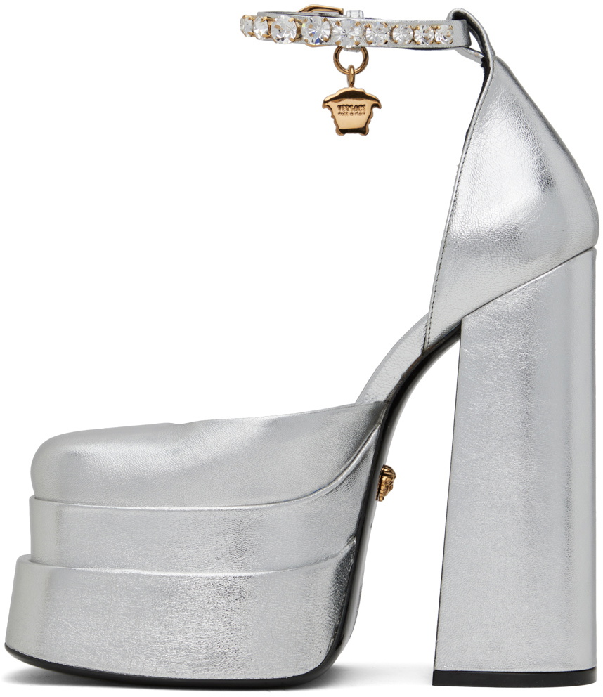 Versace Silver Medusa Aevitas Heels Versace