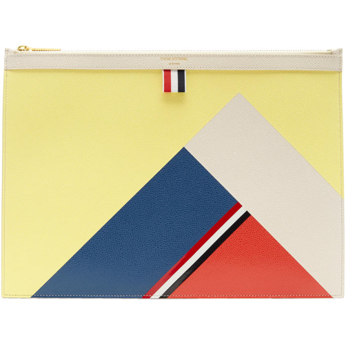 Thom Browne Yellow Colorblock Medium Zipper Document Holder Thom Browne