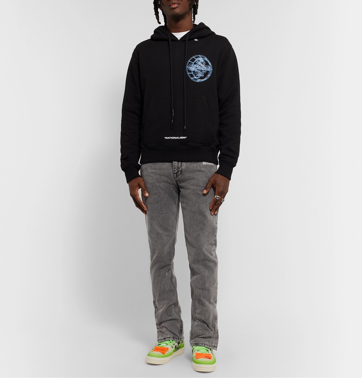 Off-White - Slim-Fit Logo-Print Stonewashed Denim Jeans - Gray Off-White