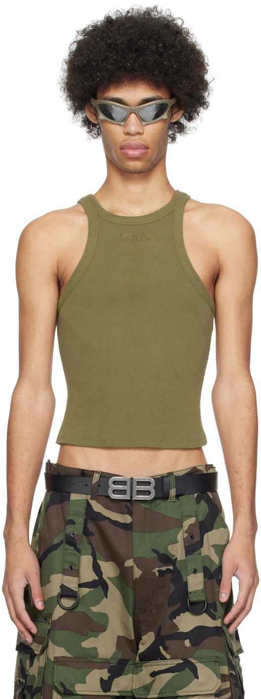 VETEMENTS Khaki Embroidered Tank Top Vetements