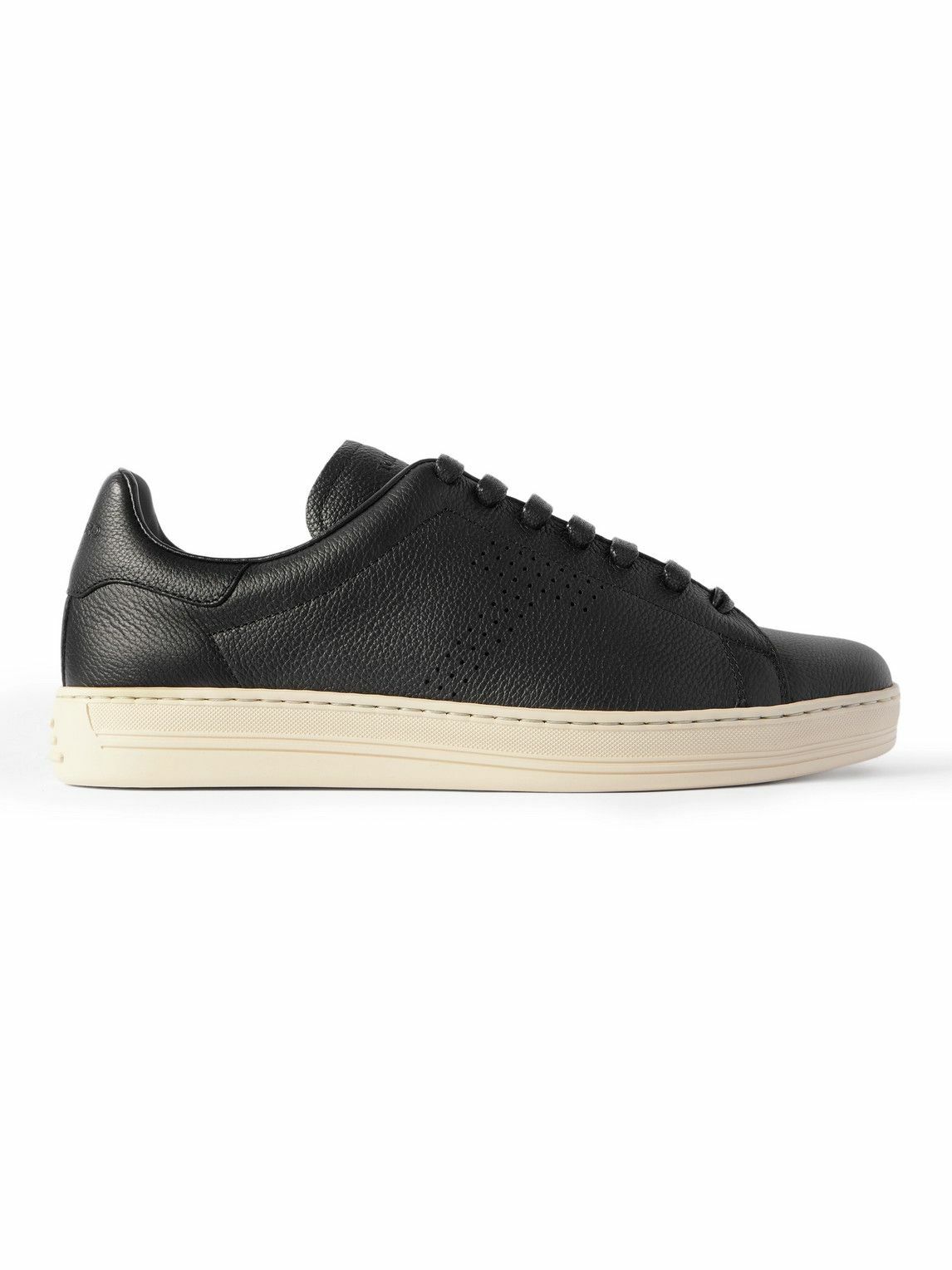 TOM FORD - Warwick Perforated Full-Grain Leather Sneakers - Black TOM FORD
