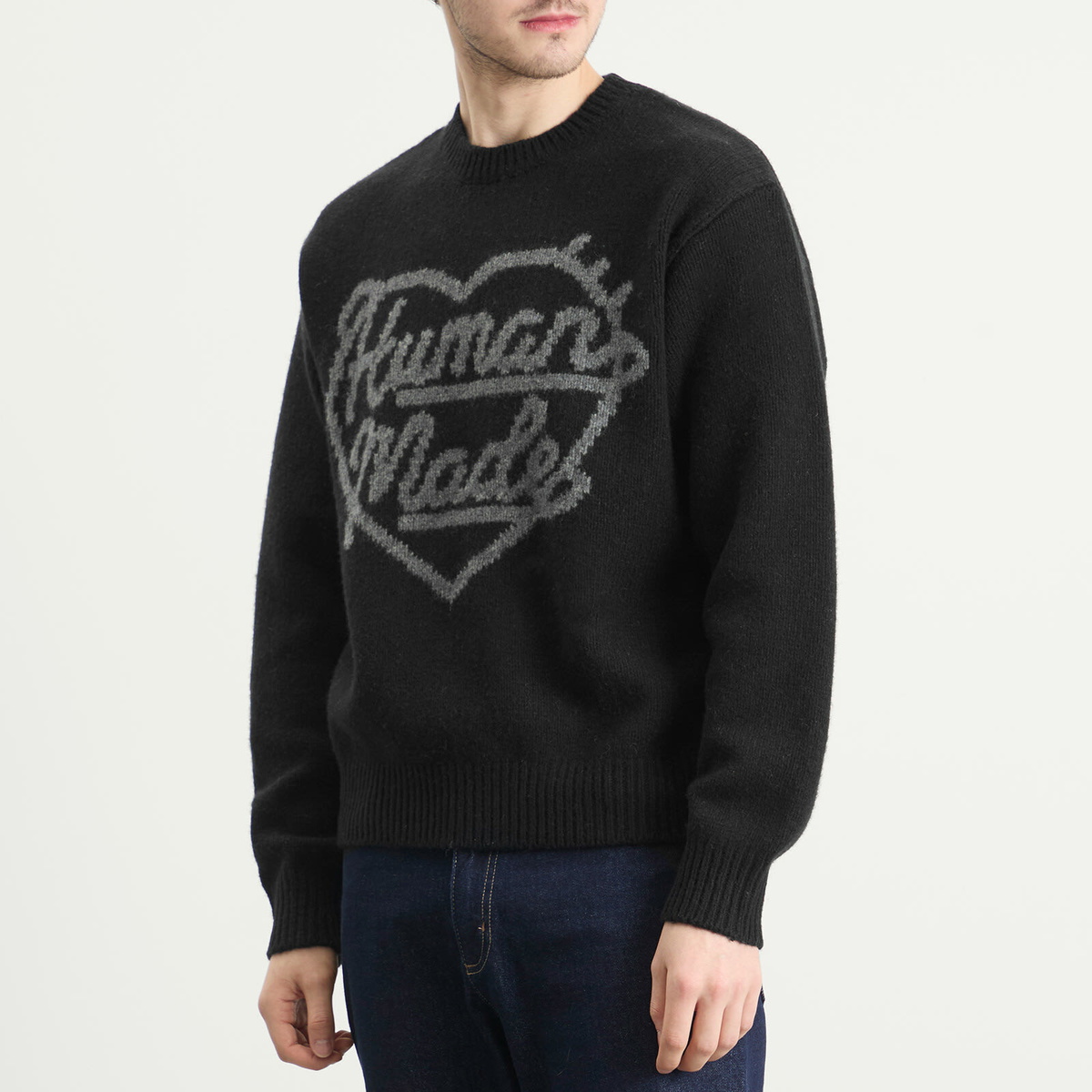 Human Made Men's Heart Knit Sweater in Black Human Made