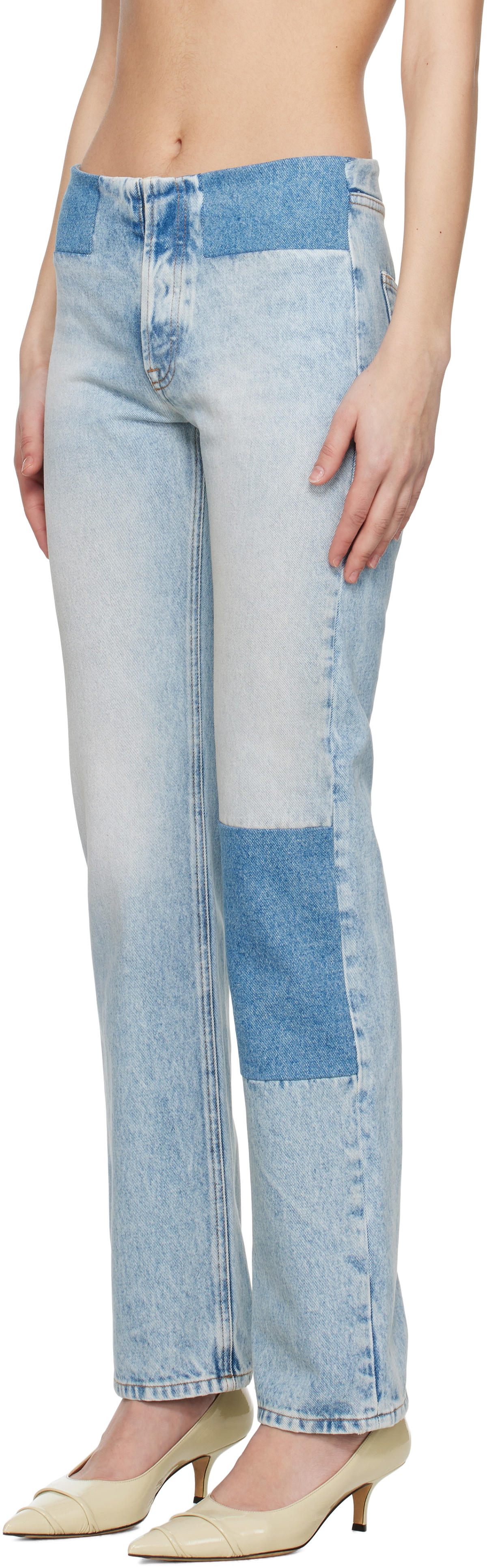 MM6 Maison Margiela Blue Patchwork Jeans MM6 Maison Margiela