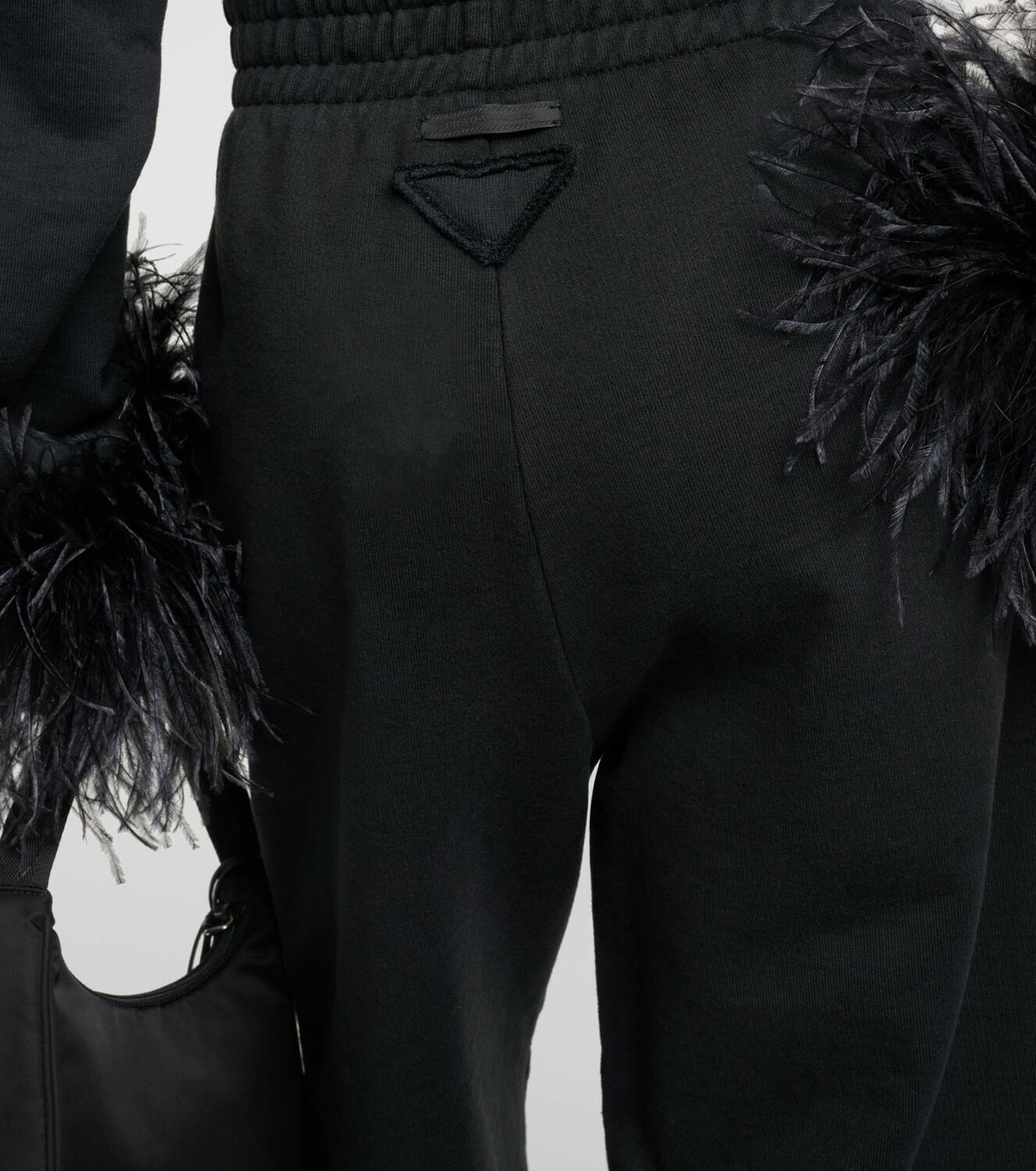 Prada Feather-trimmed cotton sweatpants Prada