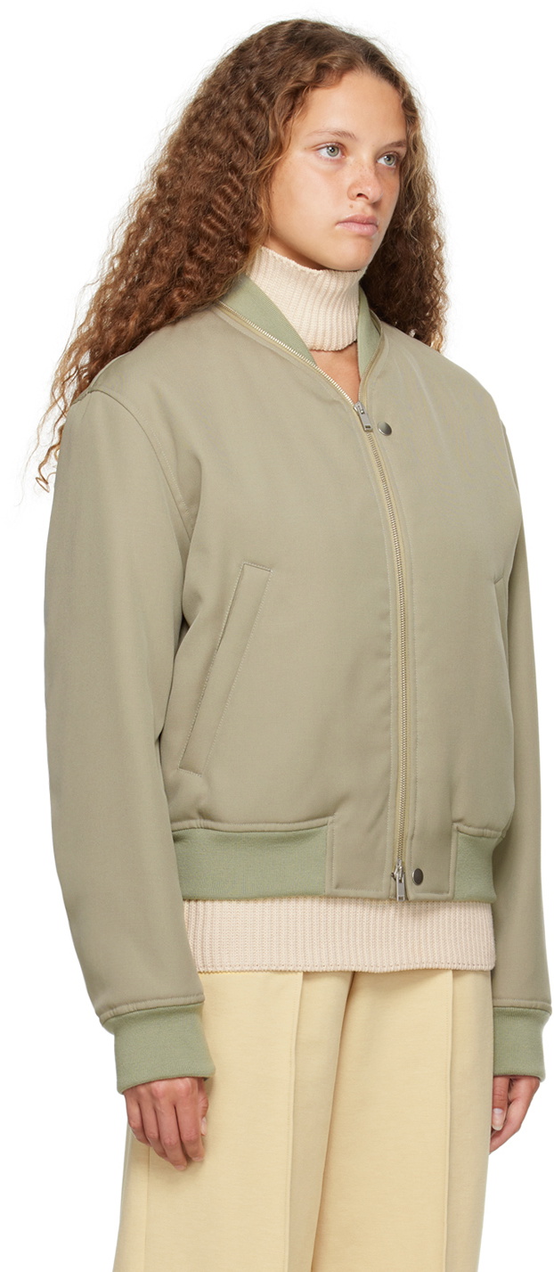 Jil Sander Taupe Zip Bomber Jacket Jil Sander