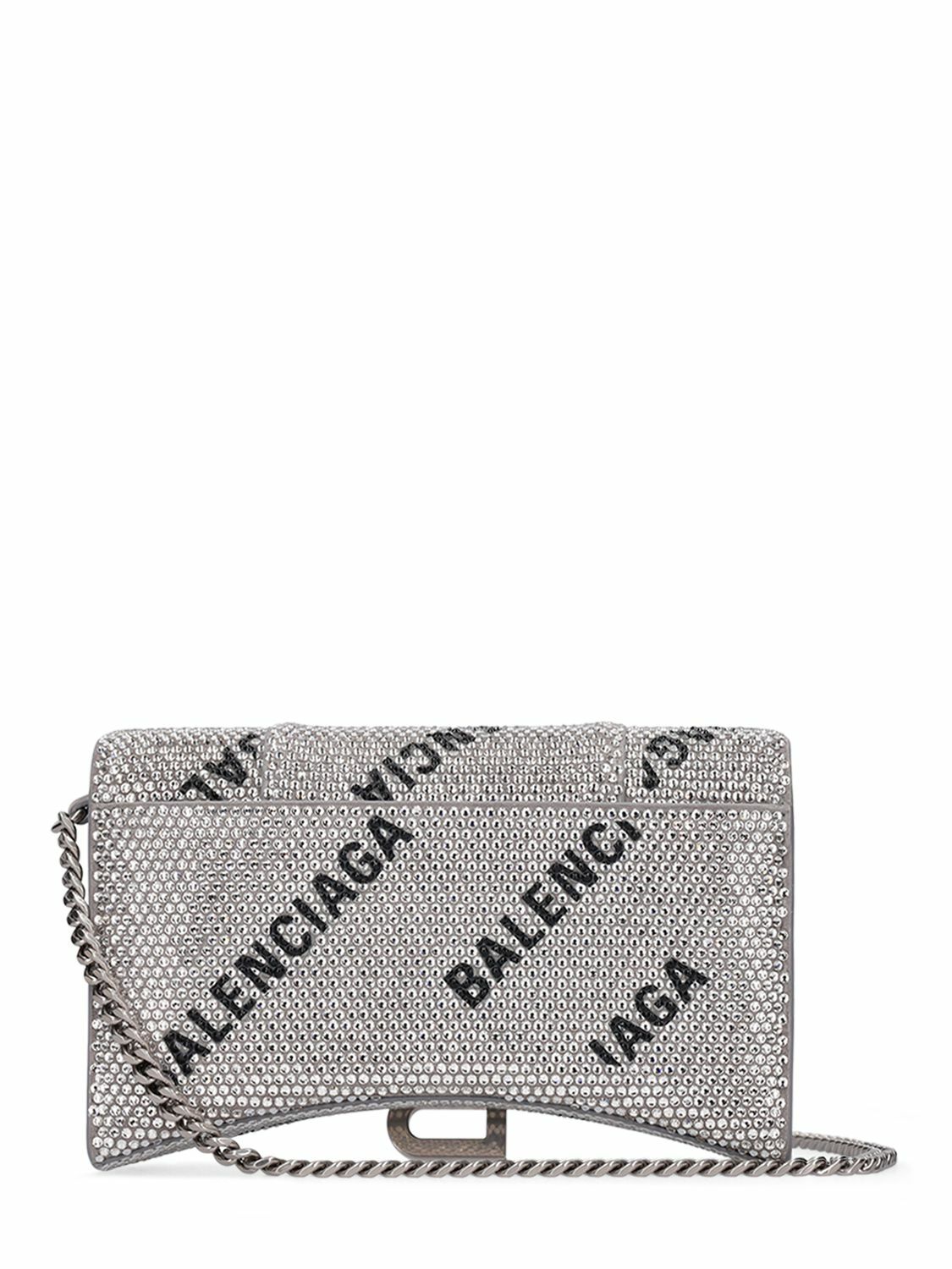 BALENCIAGA - Hourglass Logo Strass Chain Wallet Balenciaga