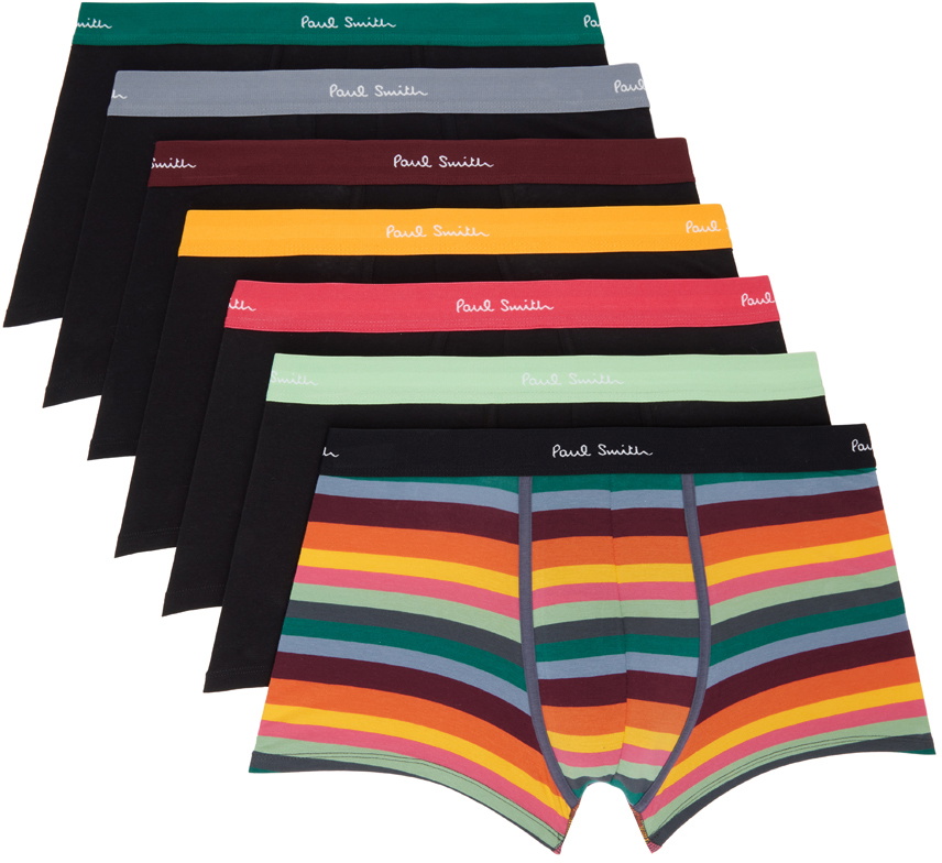 Paul Smith Seven-Pack Black Artist Stripe Boxer Briefs Paul Smith