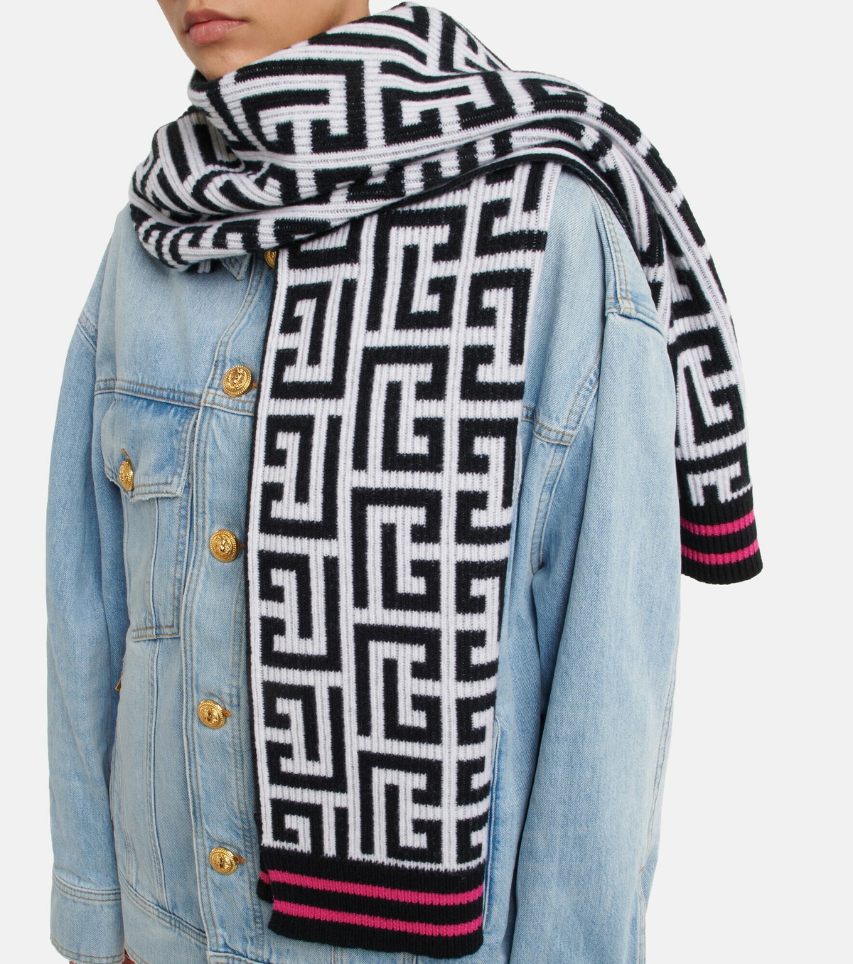 Balmain - Monogram wool and cashmere scarf Balmain