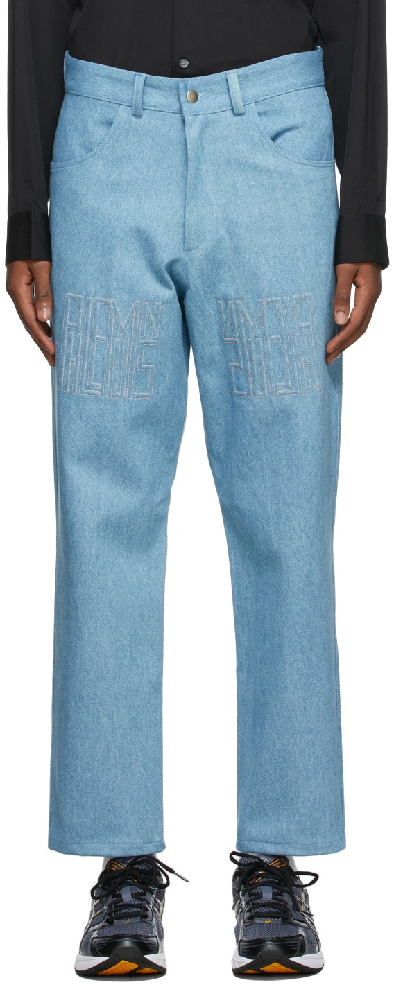 Phlemuns SSENSE Exclusive Blue Emboss Stitch Jeans Phlemuns