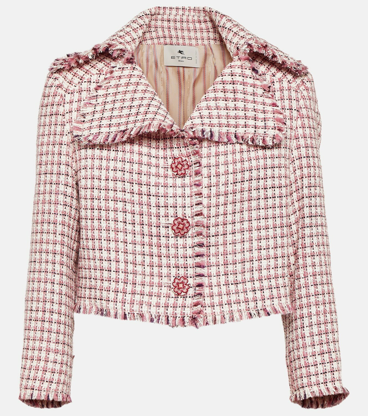 Etro Cropped houndstooth wool-blend jacket Etro