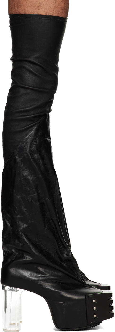 Rick Owens Black Flared Platform Boots Rick Owens