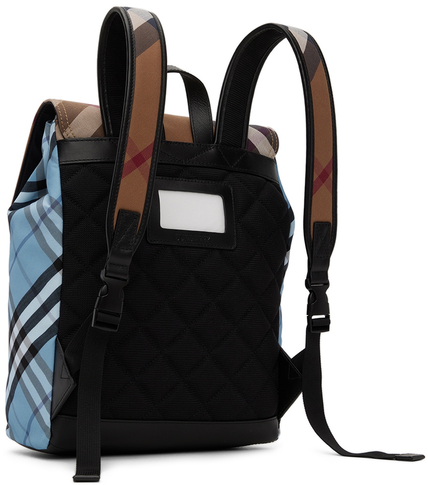 Burberry Kids Blue & Beige Check Backpack Burberry