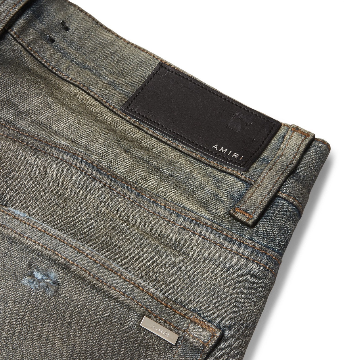 AMIRI - Skinny-Fit Panelled Distressed Stretch-Denim Jeans - Blue Amiri